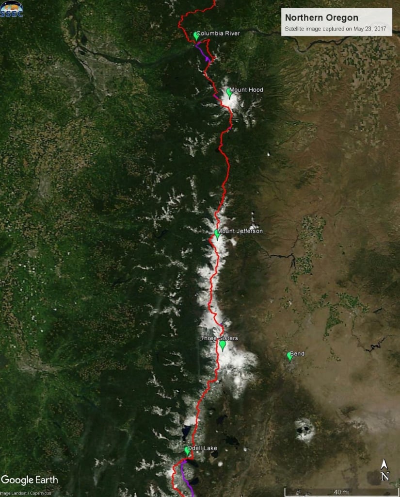 Satellite images show extensive snow along the Pacific Crest Trail this ...